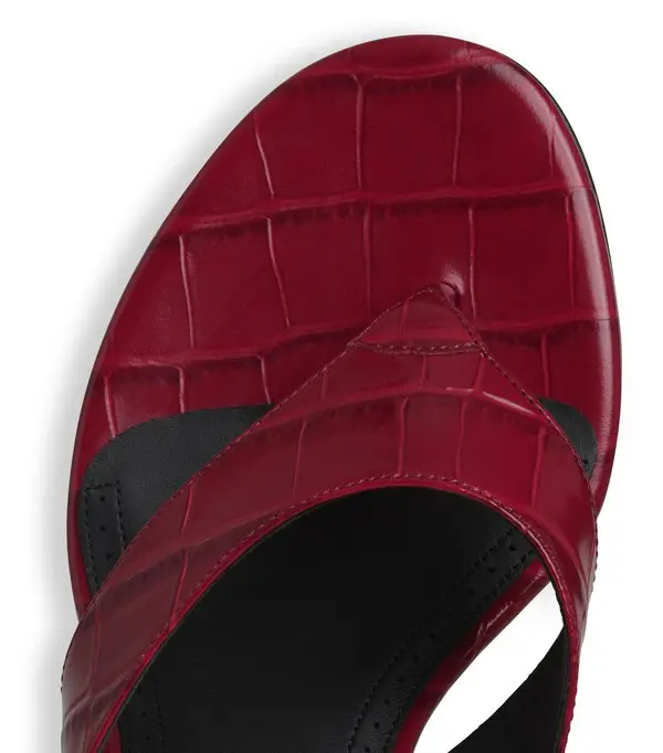 Alaïa Croc-embossed Leather Thong Mules 55