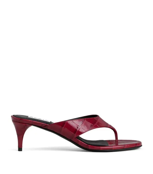 Alaïa Croc-embossed Leather Thong Mules 55 - Red