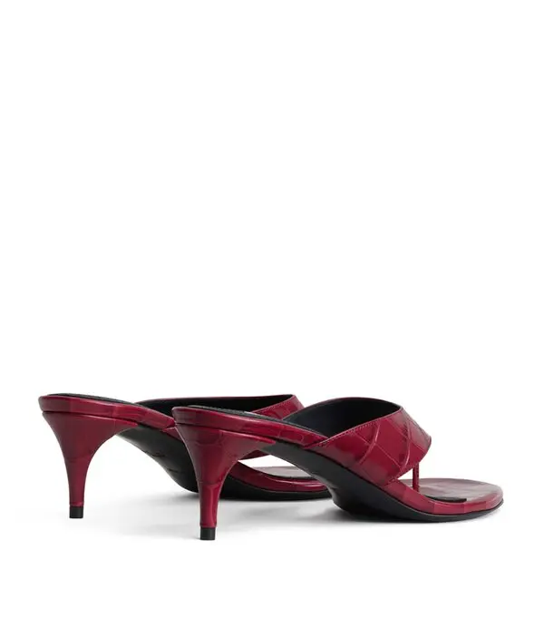 Alaïa Croc-embossed Leather Thong Mules 55 - Red