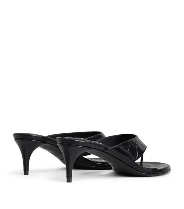 Alaïa Croc-embossed Leather Thong Mules 55 - Black