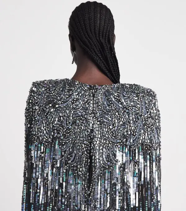 Jenny Packham Embellished Cape Gown - Metallic