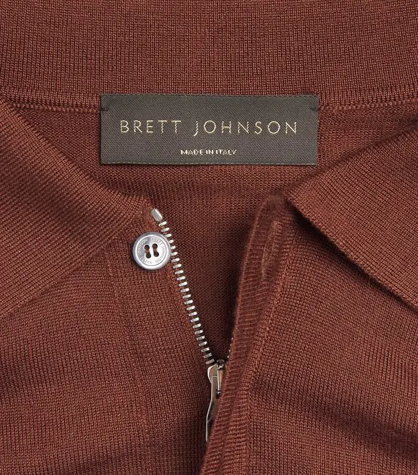 BRETT JOHNSON Cashmere-silk Long-sleeve Polo Shirt