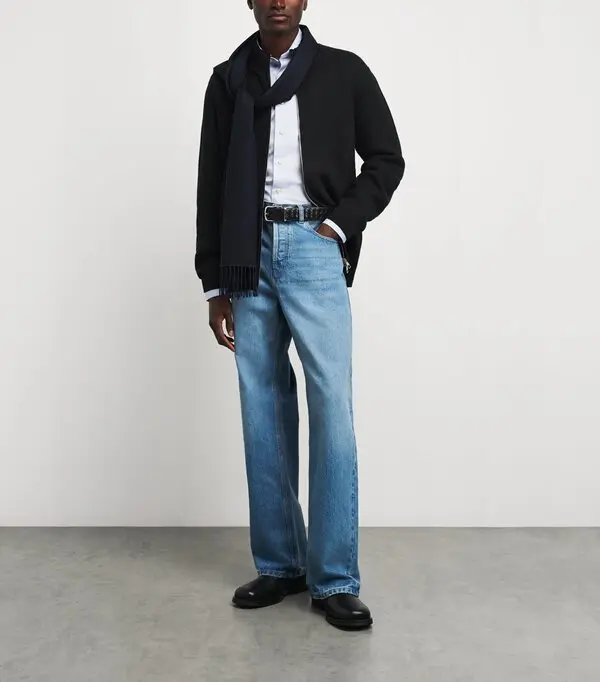 BRETT JOHNSON Virgin Wool Cable-knit Zip-up Cardigan