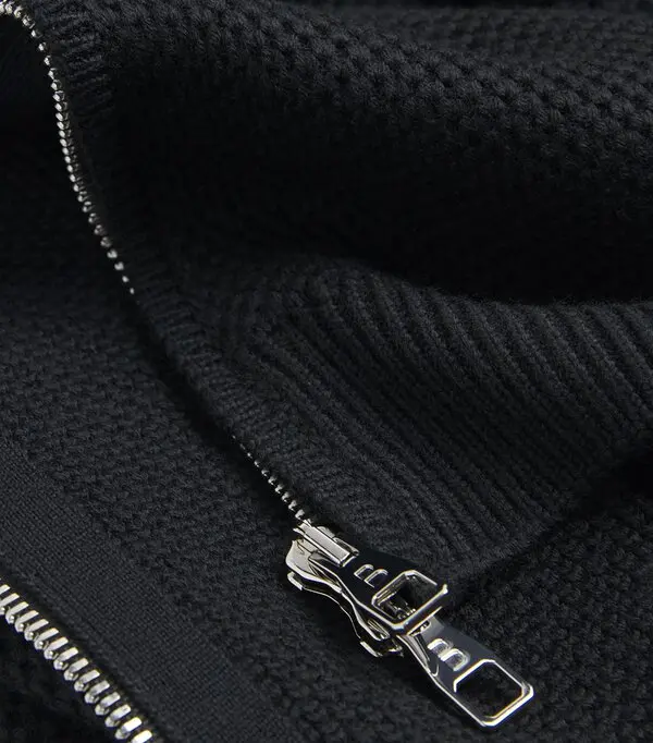 BRETT JOHNSON Virgin Wool Cable-knit Zip-up Cardigan