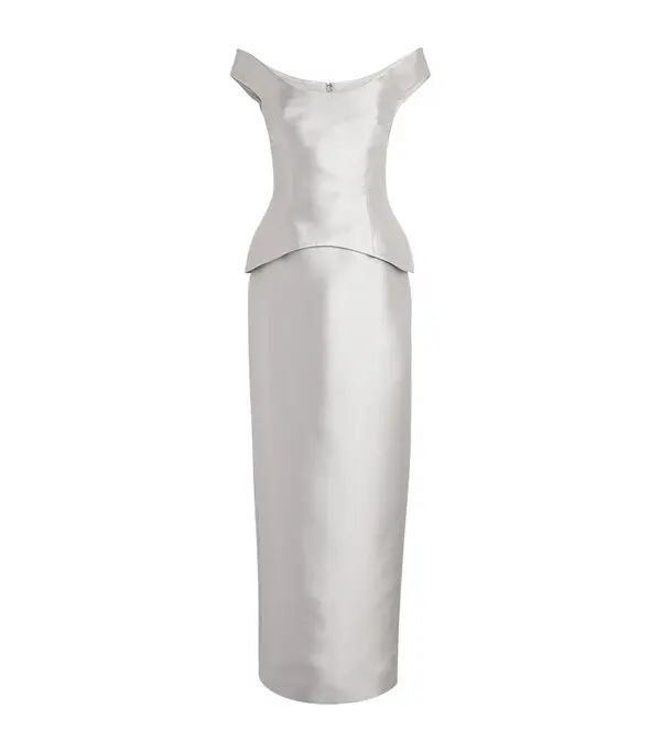 Solace London Off-the-shoulder Gown - Silver