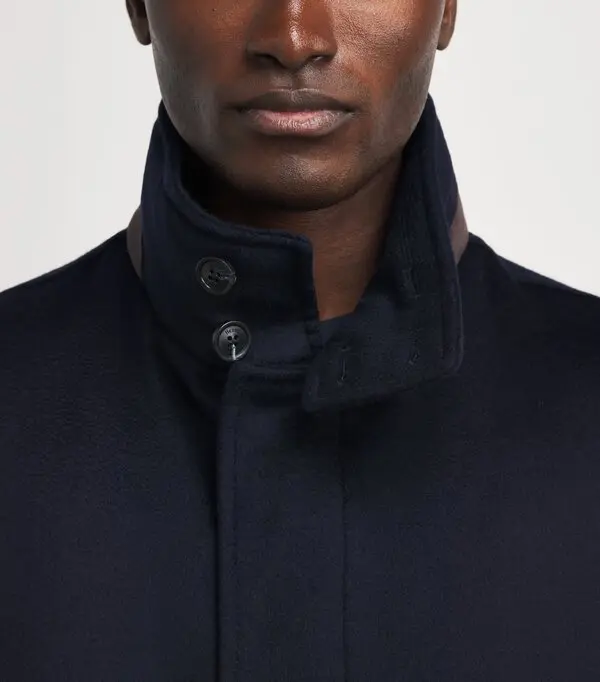 Herno Pure Cashmere Stand Collar Car Coat