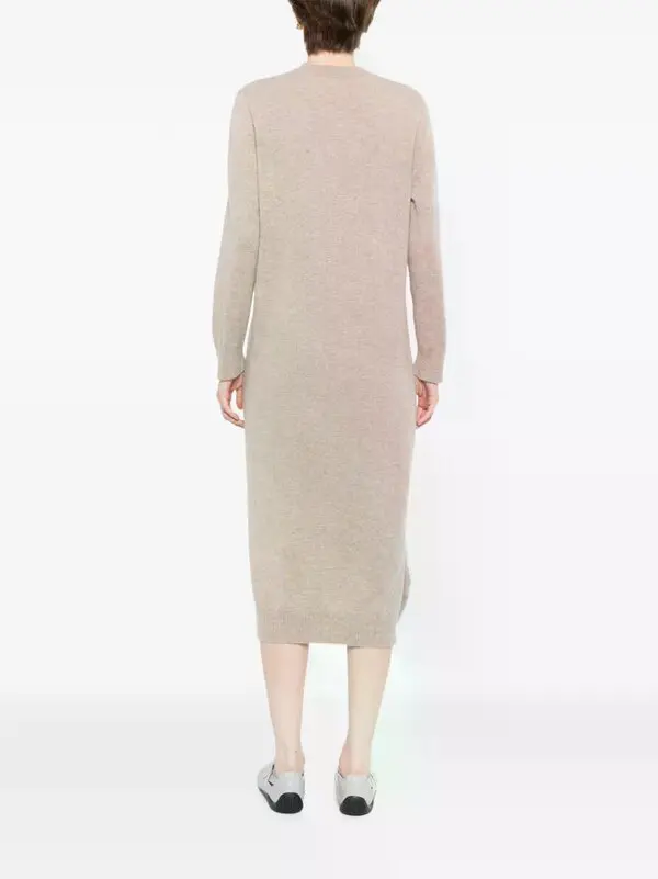 N.peal Round Neck Cashmere Midi Dress With Ribbed Details