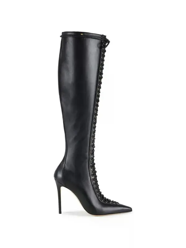 Elisabetta Franchi Nappa-leather Boots With Criss-cross Laces - Black
