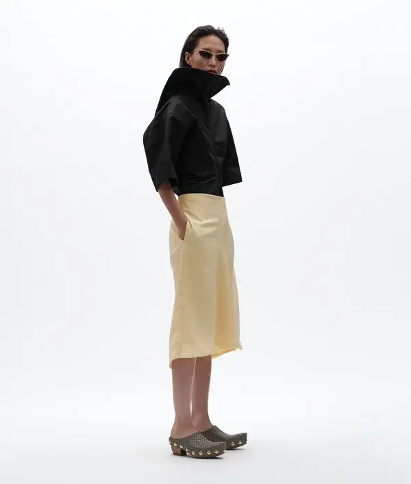 Bottega Veneta Silk And Viscose Toile Midi Skirt
