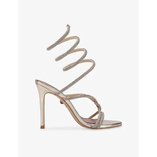 Kurt Geiger Knot Spiral Heeled Woven Sandals - Gold