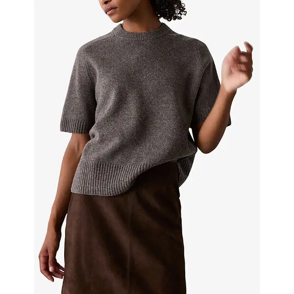Whistles Crewneck Short-sleeve Wool T-shirt