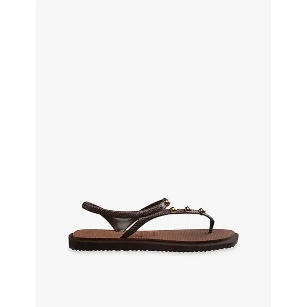 Havaianas Flash Fusion Studded Rubber Flip-flops - Coffee/rust