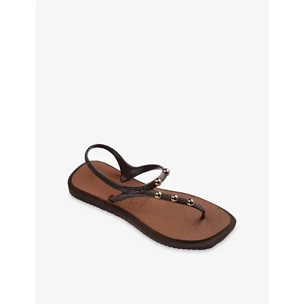 Havaianas Flash Fusion Studded Rubber Flip-flops - Coffee/rust