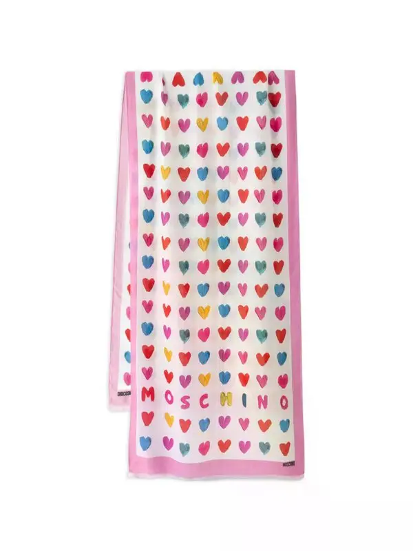 Moschino Heart-print Logo-print Scarf