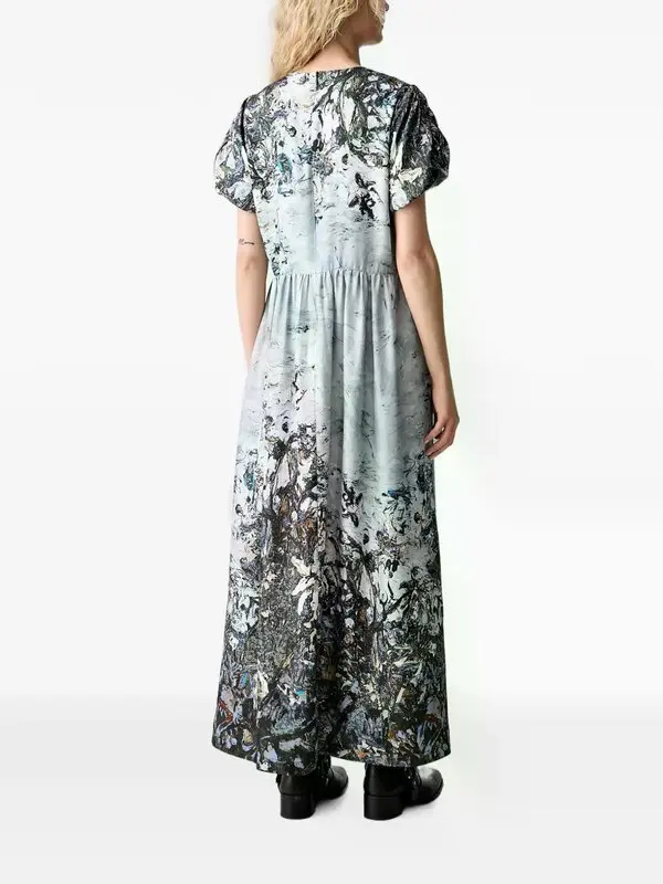 Munthe Abstract Print Puff Sleeve Maxi Dress