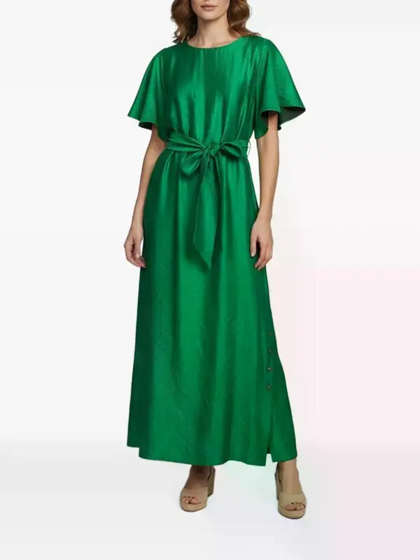 BARUNI Short-sleeve Belted Maxi Dress - Green
