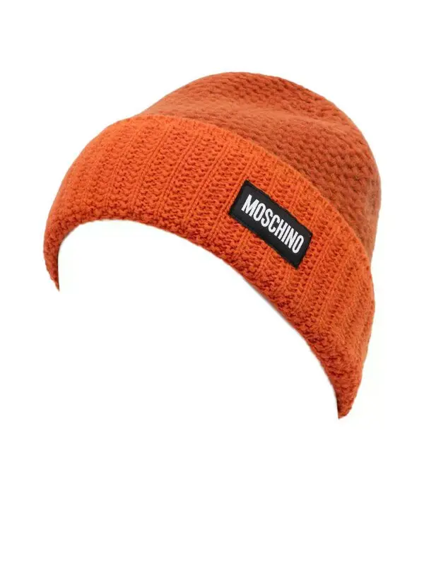 Moschino Logo-patch Chunky-knit Wool Beanie