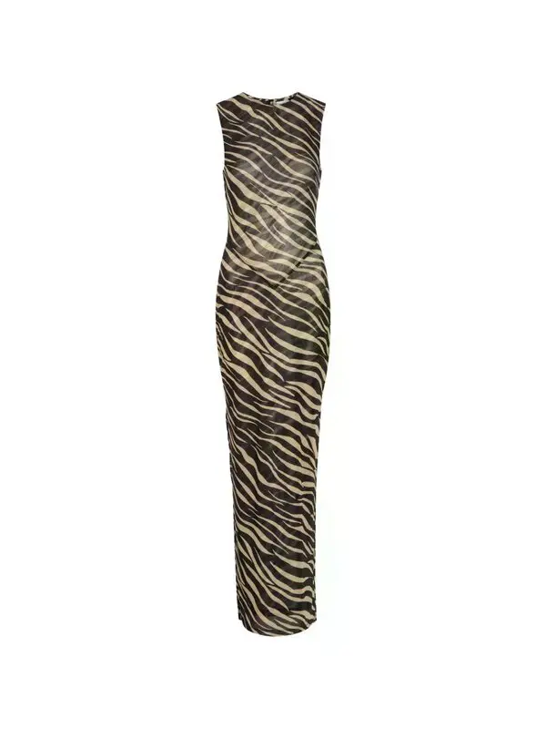 Ronny Kobo Krisa Zebra-print Maxi Dress - Black