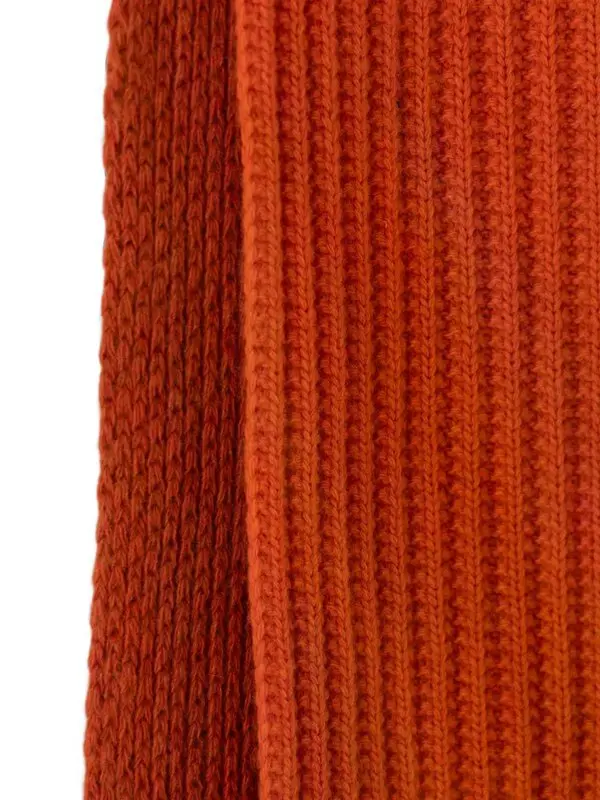 Moschino Ribbed-knit Fringed Scarf - Orange