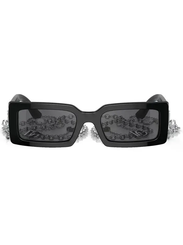 Dolce & Gabbana Rectangle Sunglasses With Chain Detail - Black