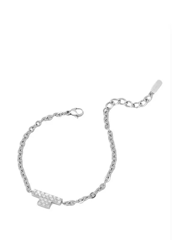 TRUSSARDI Pavé Logo Bracelet - Silver