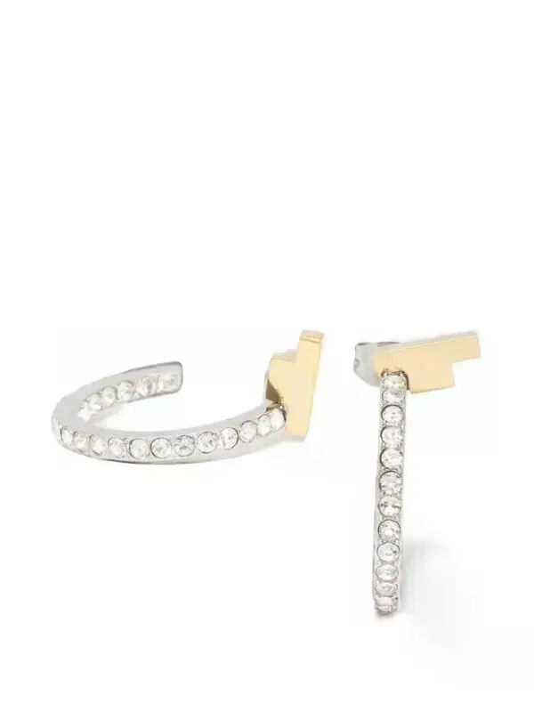 TRUSSARDI T-logo Crystal Hoop Earrings - Silver