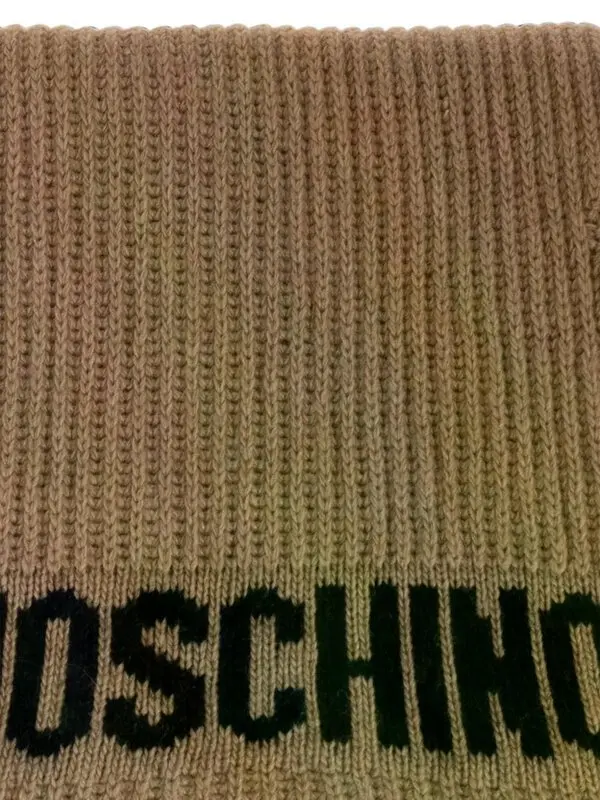 Moschino Logo-knit Wavy-edge Scarf - Brown