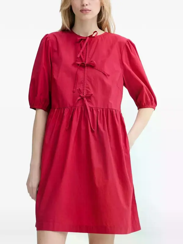 Marc O'polo Bow Detail Puff Sleeve Dress - Red