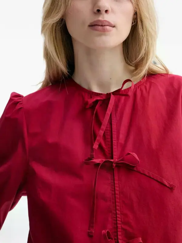 Marc O'polo Bow Detail Puff Sleeve Dress - Red