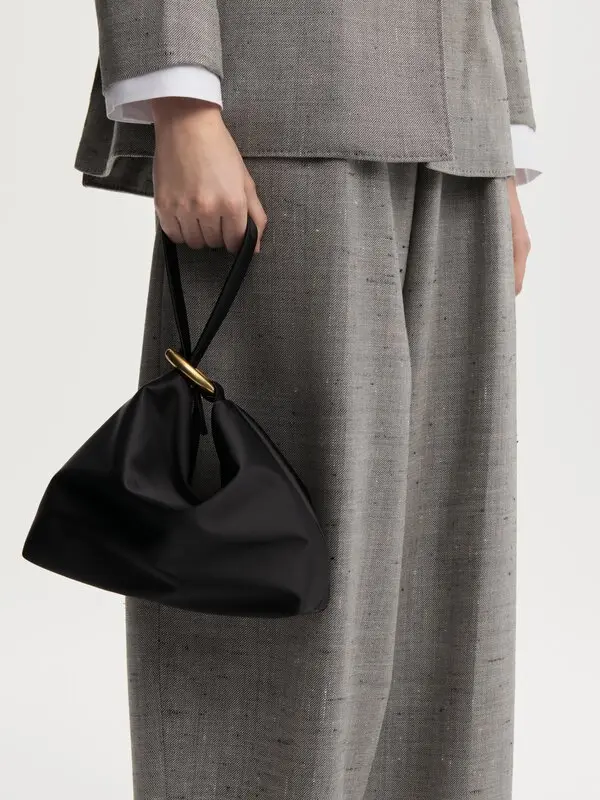 BY MALENE BIRGER Isadora Satin Clutch With Hoop Handle