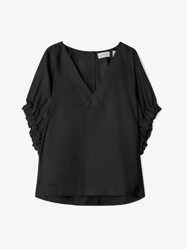 HOUSE OF DAGMAR Rouched V-neck Top