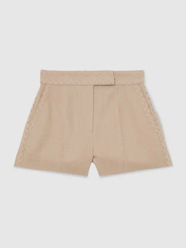 REISS Linen Wave-trim Shorts