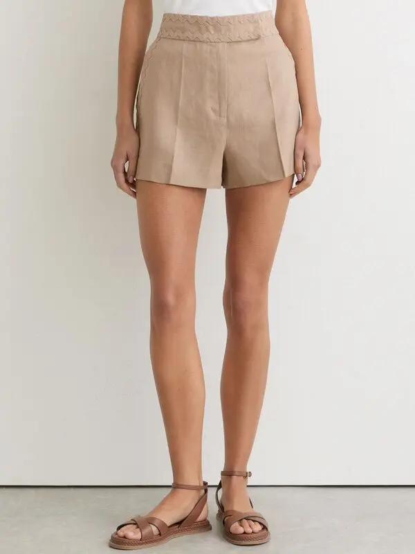 REISS Linen Wave-trim Shorts