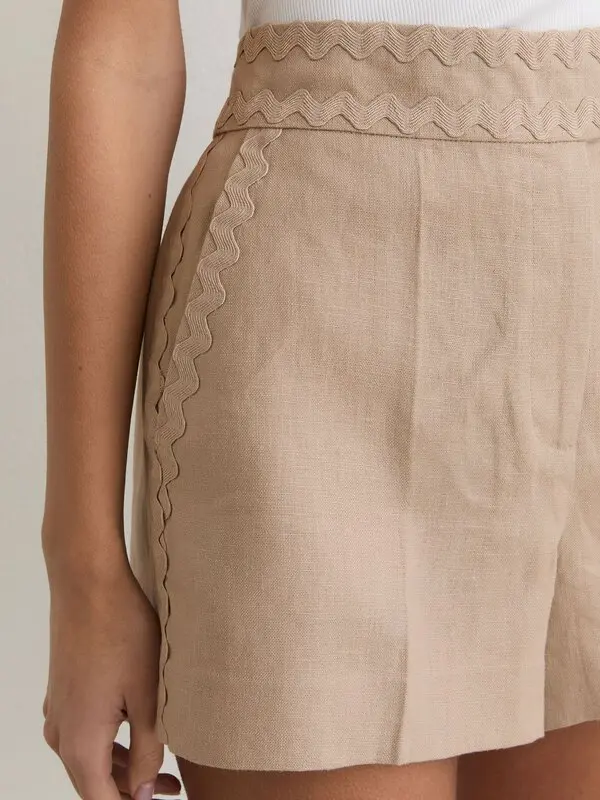 REISS Linen Wave-trim Shorts