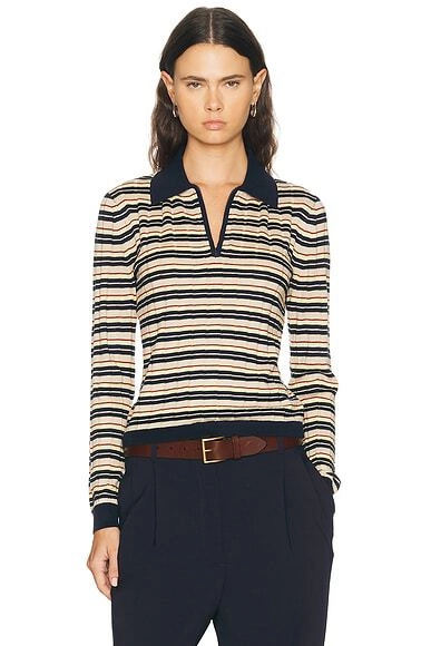 Guest In Residence Track Polo Sweater - Midnight Combo