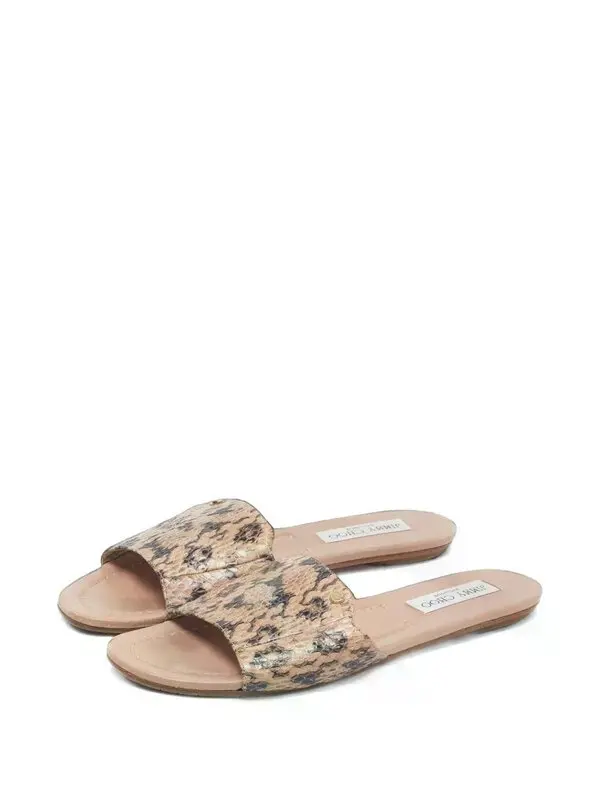 JIMMY CHOO Nanda Snake-effect Sandals - Neutrals