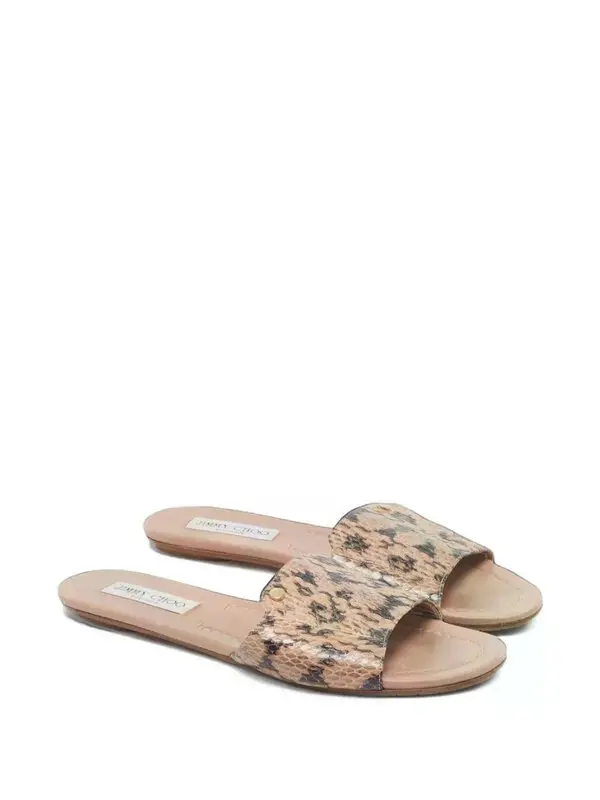 JIMMY CHOO Nanda Snake-effect Sandals - Neutrals