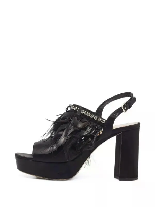 Miu Miu Feather Crystal Platform Sandals
