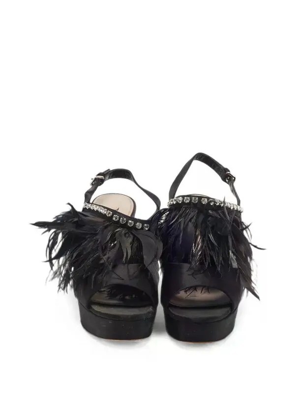 Miu Miu Feather Crystal Platform Sandals