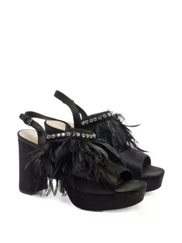 Miu Miu Feather Crystal Platform Sandals