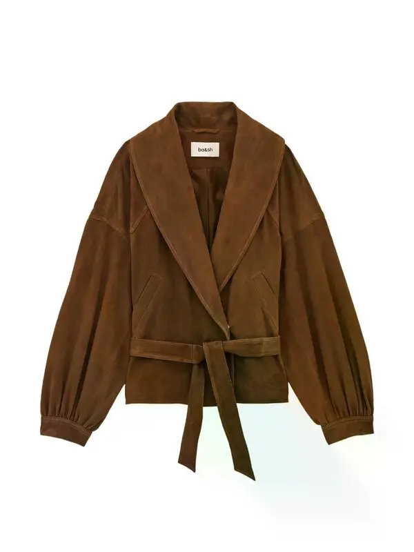 Ba&sh Belted Shawl Collar Suede Coat