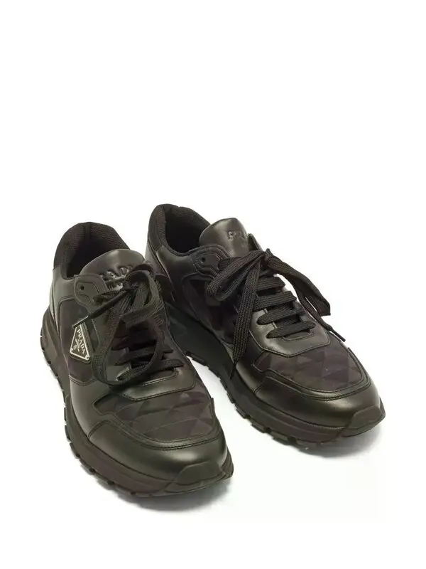 Prada Geometric Paneled Lace-up Sneakers