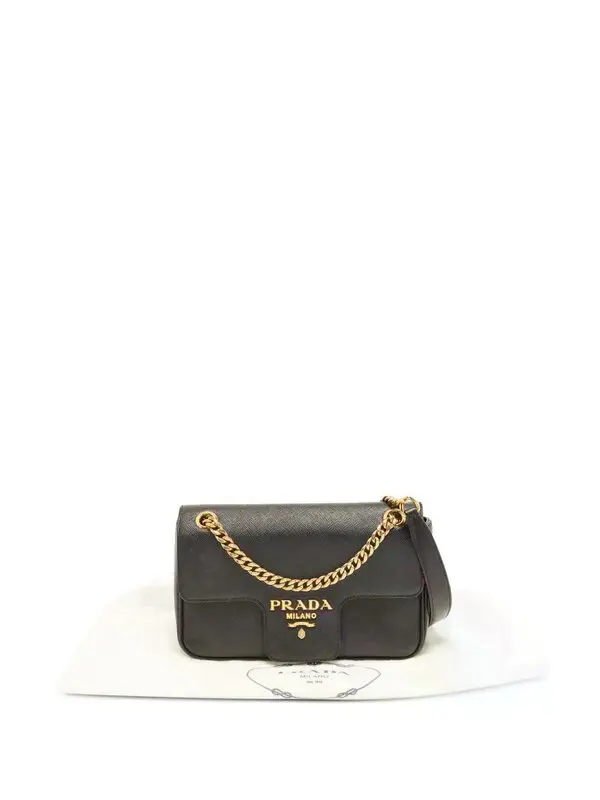 Prada Pattina Flap Crossbody Bag - Black