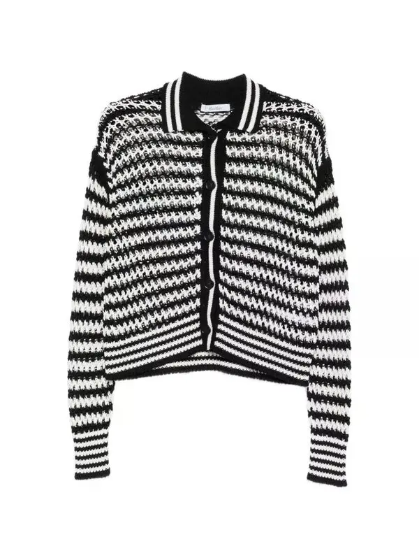 Max Mara Pinstripe-pattern Crochet-knit Cardigan - Black