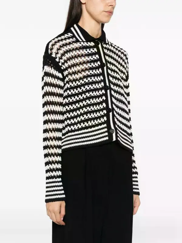 Max Mara Pinstripe-pattern Crochet-knit Cardigan