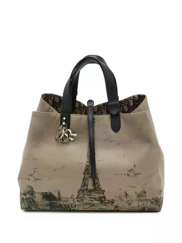 Dior Paris And Eiffel Tower Tote Bag