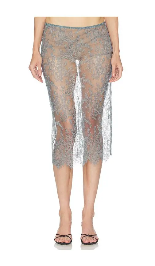 L'academie Lace Midi Skirt - Blue