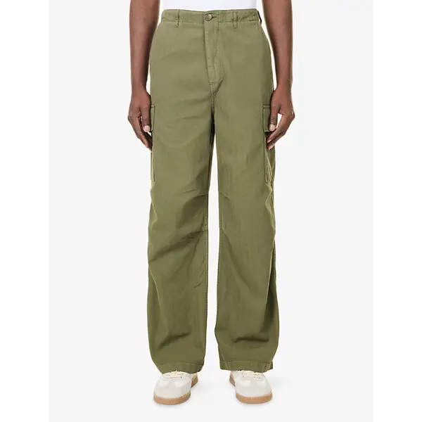 PALMES Herringbone-pattern Cotton Cargo Trousers