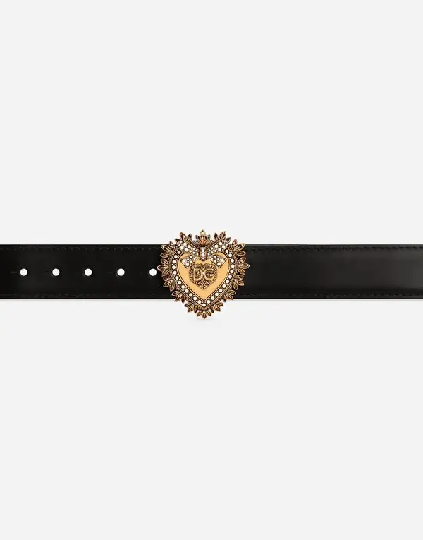 Dolce & Gabbana Devotion Belt In Lux Leather - Black