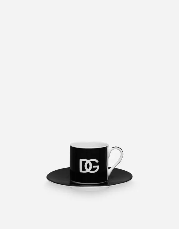 Dolce & Gabbana Set 2 Porcelain Espresso Cups With Saucers Coffee Cups